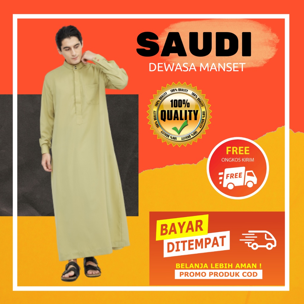 Jual Jubah Gamis Saudi Pria Laki Laki Lengan Panjang Polos Dewasa ...