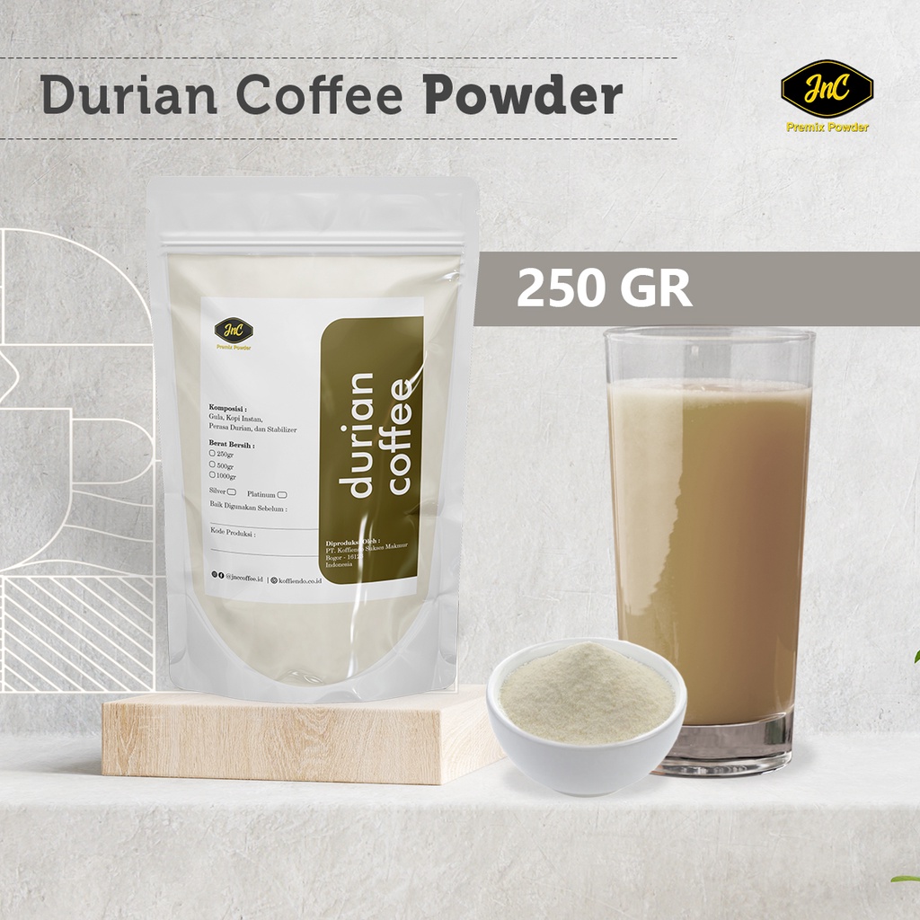 Jual JnC Durian Coffee Silver Powder 250gr I Bubuk minuman Durian kopi ...