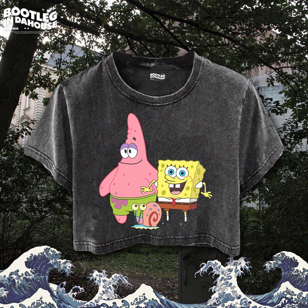Jual Crop Top Spongebob & Patrick Star Oversize Washing | Shopee Indonesia