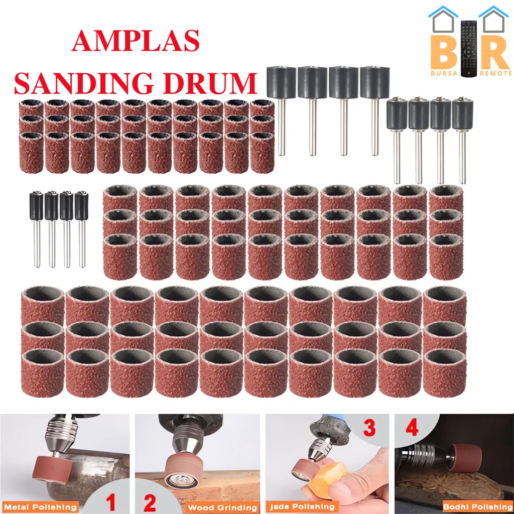 Jual Amplas Mini Grinder Bor Mini Drill Sanding Drum Roll 1/4" 3/8" 1/2 ...