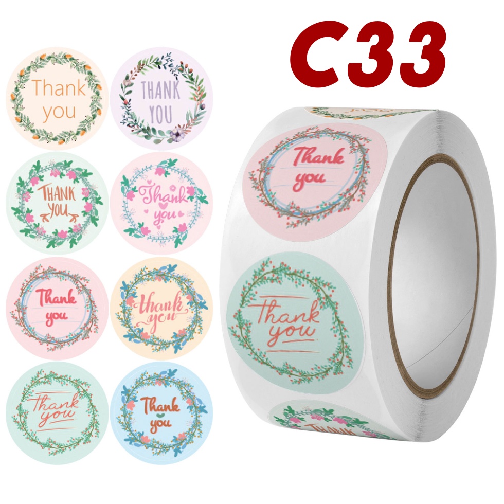 Jual 500 Pcs Stiker Label Thank You Sticker Bulat 2.5cm ST001 | Shopee ...