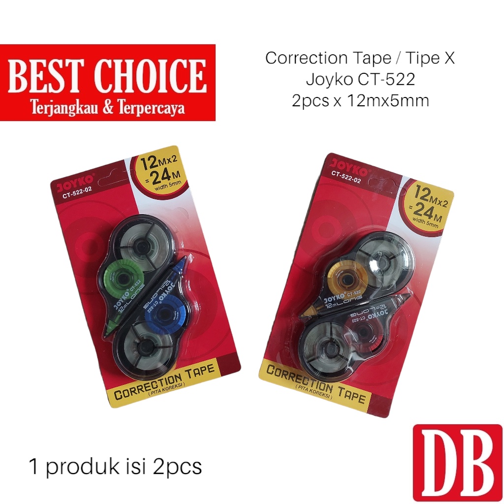 Jual Correction Tape / Tipe X Roll / Tipex Kertas / Tip-Ex Joyko CT-522-02 12M x 5mm Long (Set 2 ...