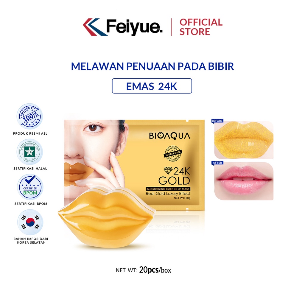 Jual 【BPOM】Feiyue BIOAQUA 24K Gold Moisturizing Essence Lip Mask Masker ...