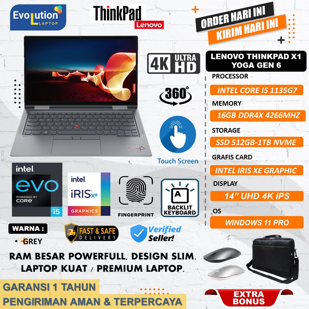 Jual Laptop Flip 2in1 Lenovo ThinkPad x1 Yoga GEN 6 Intel Core i5 ...