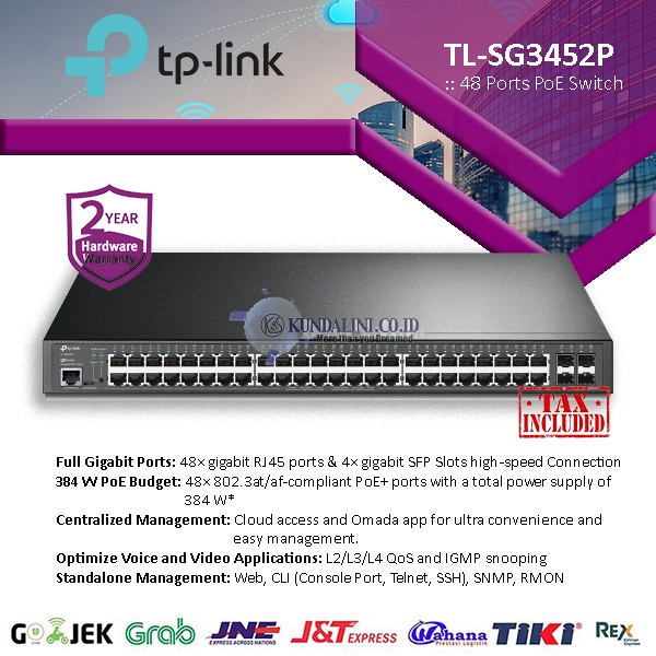 Jual TPLink TL-SG3452P – 52 Port Gigabit L2+ Managed Switch /w 48 Port ...