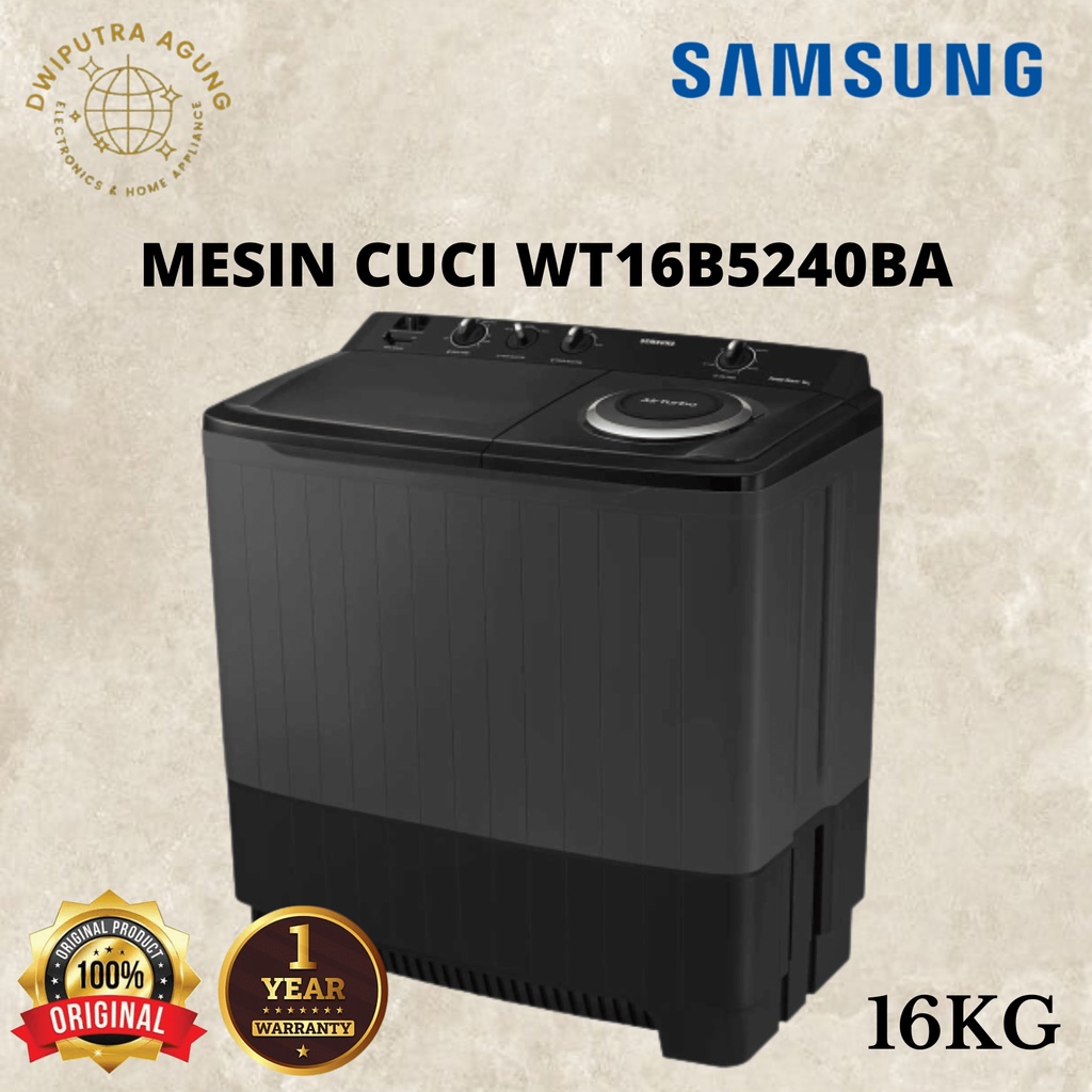 Jual MESIN CUCI 2 TABUNG SAMSUNG WT16B5240BA SE 16KG / WT16 FULL BLACK | Shopee Indonesia