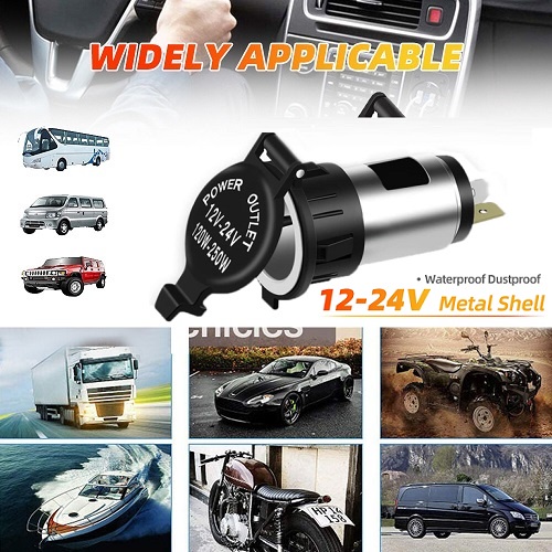 Jual Socket Pemantik Listrik Plus Tutup Waterproof Anti Air 12-24 Volt ...