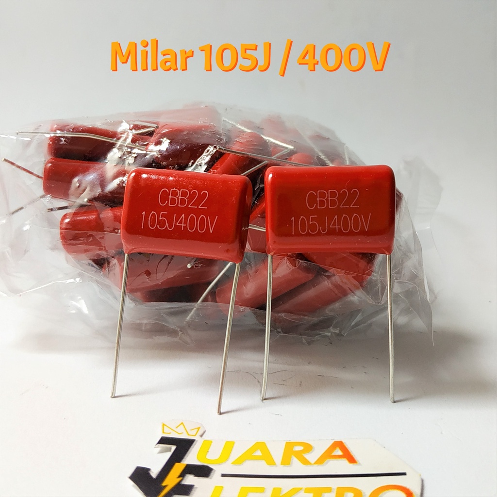 Jual Capasitor Milar 105J / 400V Merah | Kapasitor Milar 105 J / 400 ...