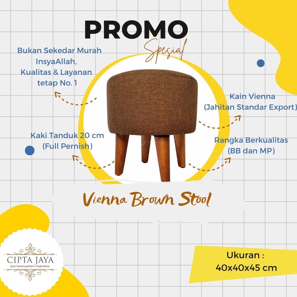 Jual PROMO Cipta Jaya - Stool Kursi Sofa Puff Bulat Stool Murah 40cm x ...