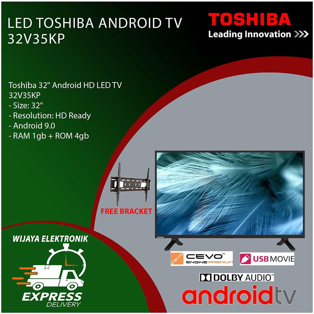 Jual LED TV TOSHIBA 32 INCH ANDROID TV 32V35KP | Shopee Indonesia