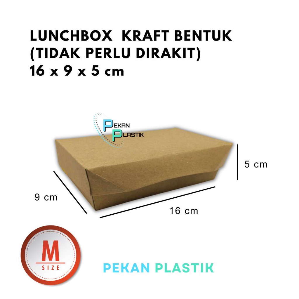Jual Paper Lunch Box Size M/L Kraft / Kotak Dus Coklat Nasi Makanan ...