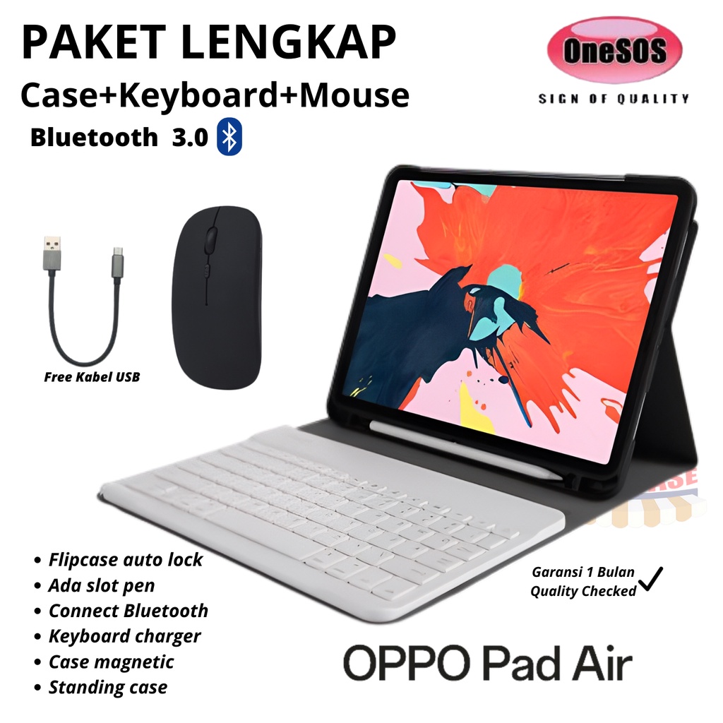 Jual Oppo Pad Air PAKET LENGKAP CASE Smart Cover Sarung Buku Keyboard ...