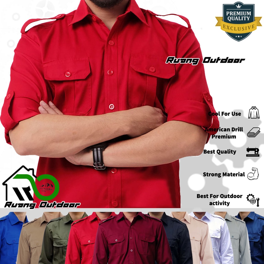 Jual Baju Kemeja PDL PDH Lapangan Lengan Panjang - Pakaian Atasan Seragam Pria Wanita Premium ...