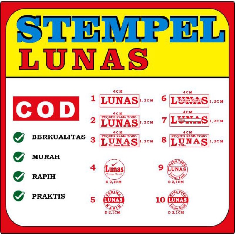 Jual stempel lunas, stempel custom, stempel murah | Shopee Indonesia