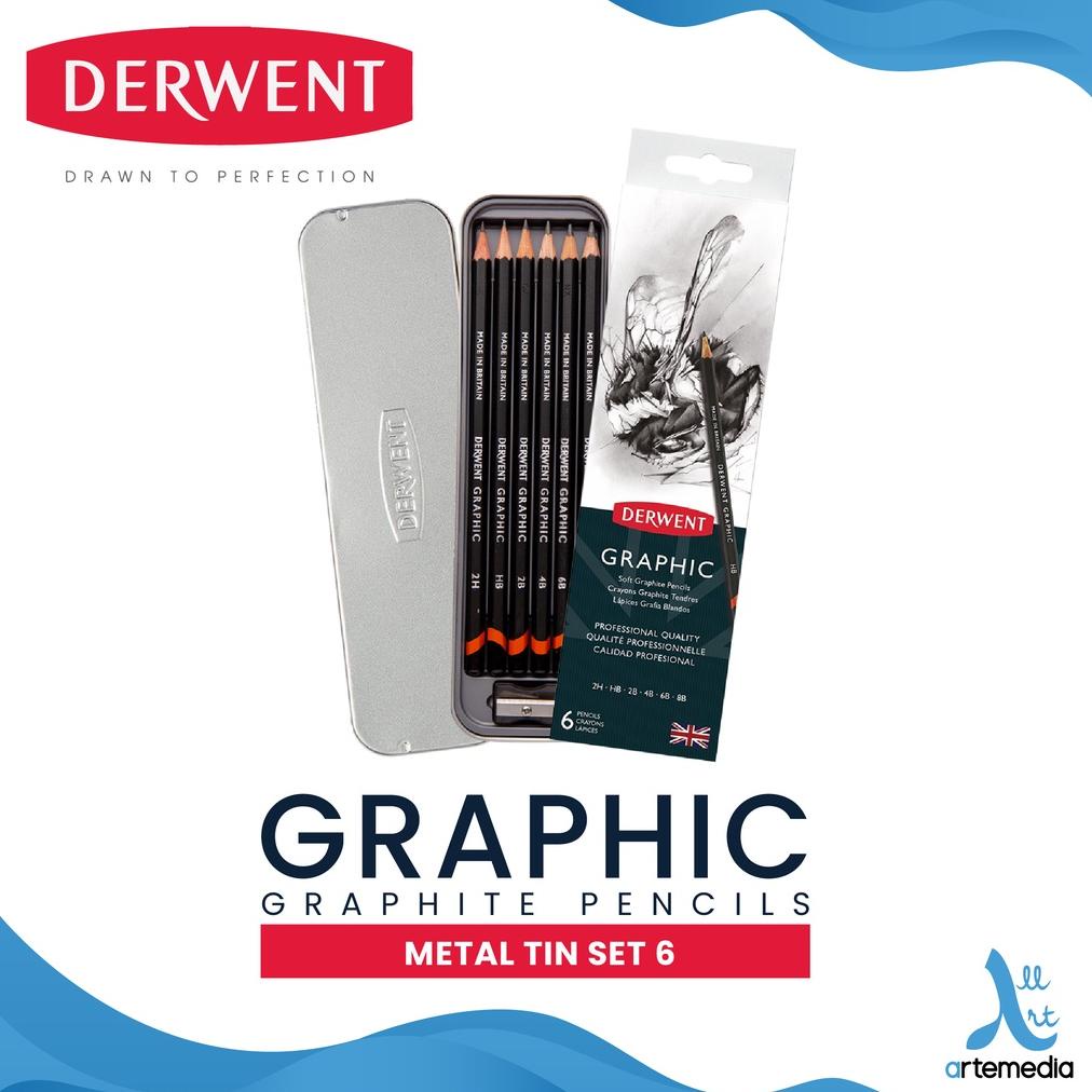 Jual Pensil Gambar Derwent Graphic Pencil 6 Metal Tin Drawing Sketching | Shopee Indonesia