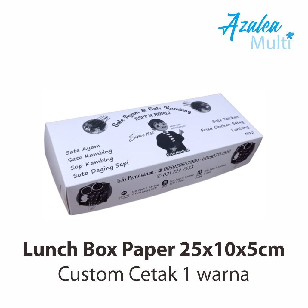 Jual Lunch Box Paper 25x10x5cm Custom Cetak 1 warna / Dus Makanan / Dus ...