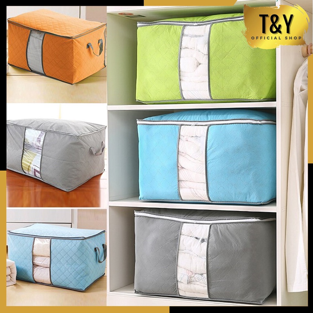 Jual T&Y Tempat Penyimpanan Bed Cover Bamboo Storage Box Organizer Bag ...