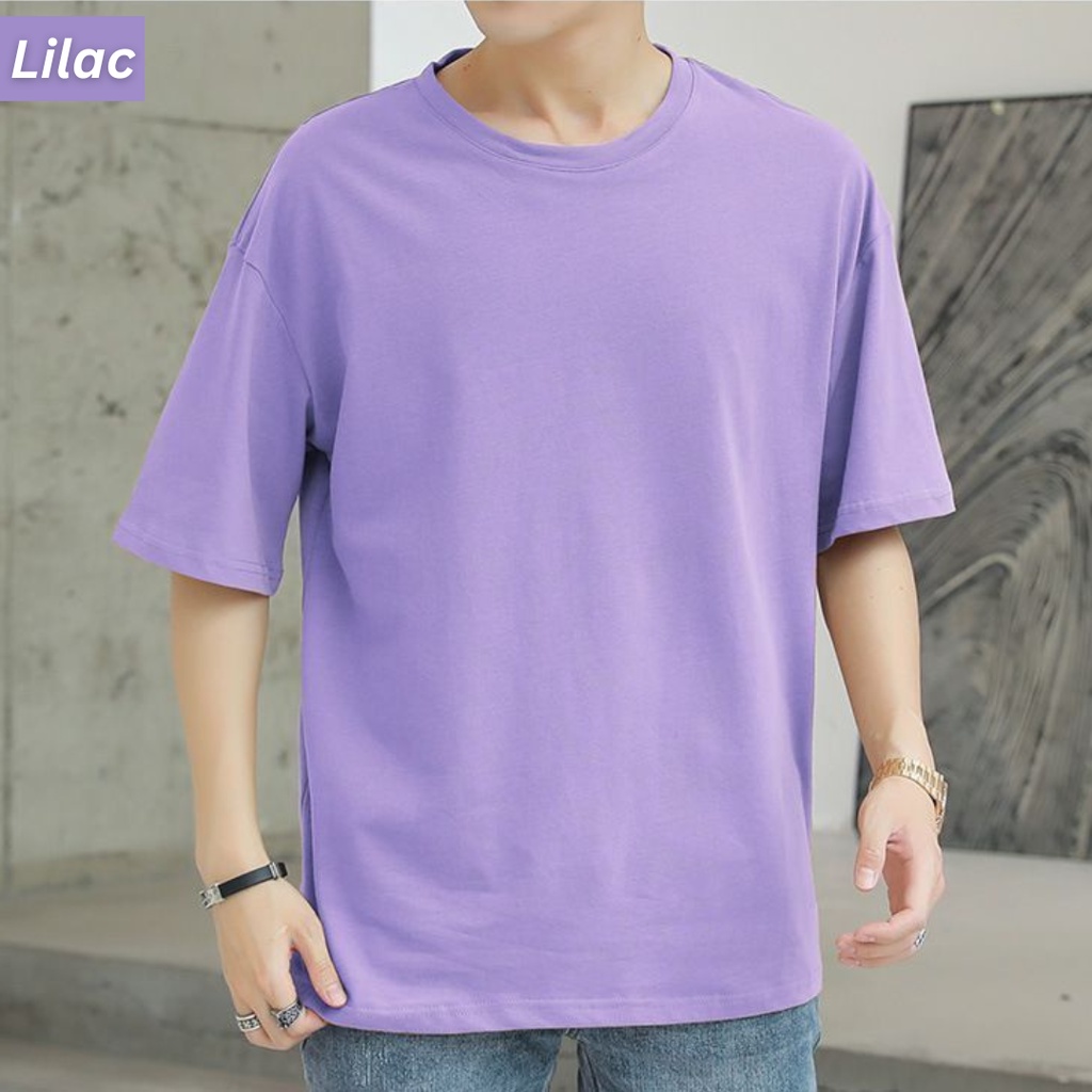 Jual Baju Kaos Oversize Warna Ungu Lilac Lengan Pendek Polos O Neck ...
