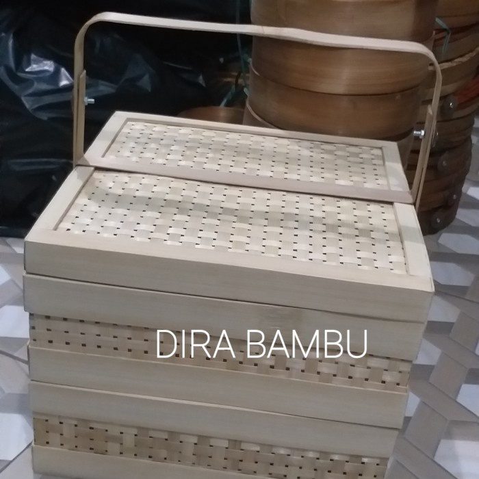 Jual Rantang Rantang Bambu Kotak 30Cm X 30Cm Susun 2 Putih | Shopee ...