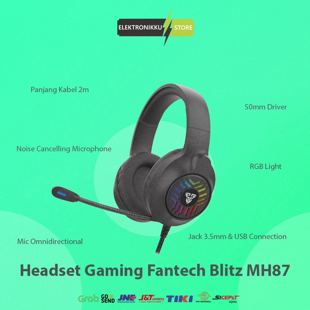 Jual Headset Fantech Blitz MH87 Gaming Headphone Komputer PC Laptop HP ...