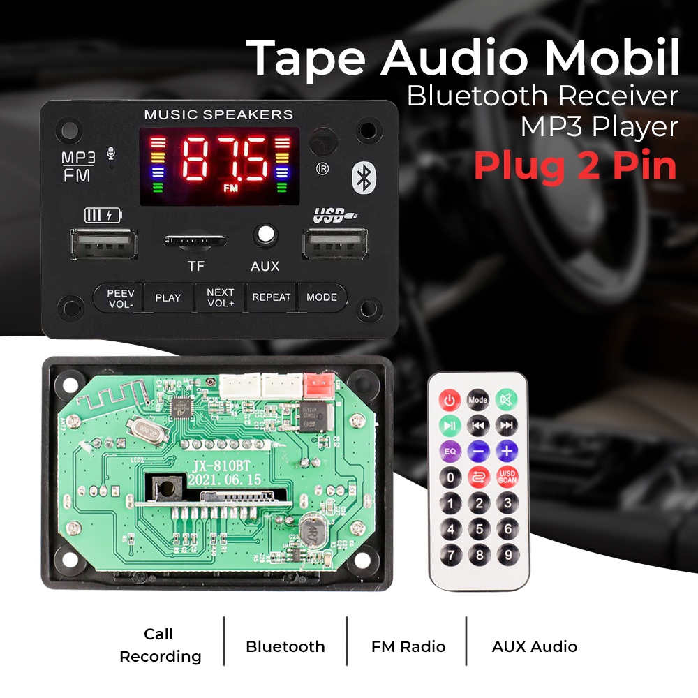 Jual Tape Audio Mobil MP3 Player Bluetooth Receiver - JX-810BT - Black ...