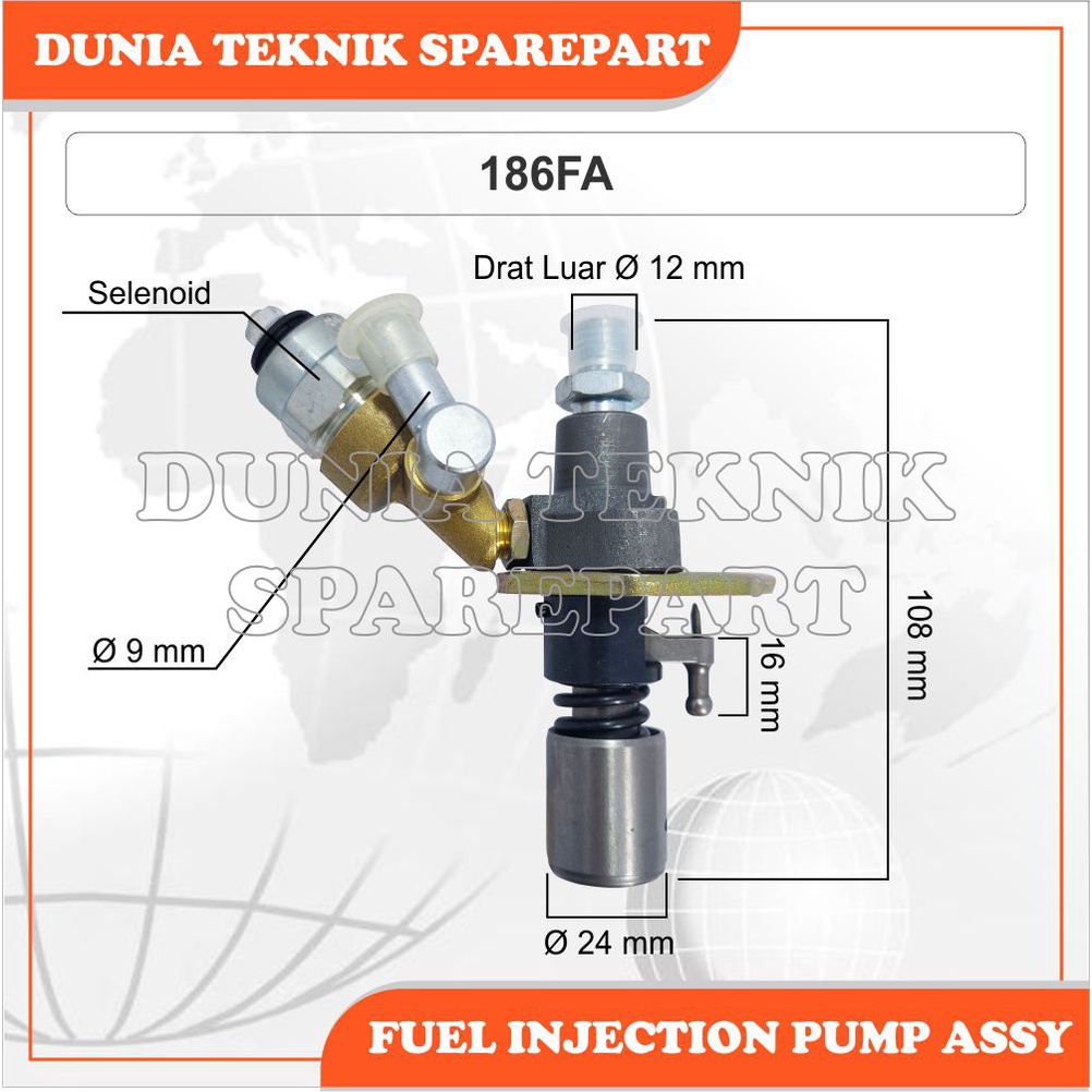Jual 186FA FIP / FUEL INJECTION PUMP ASSY SELENOID / BOSCH PUMP ...