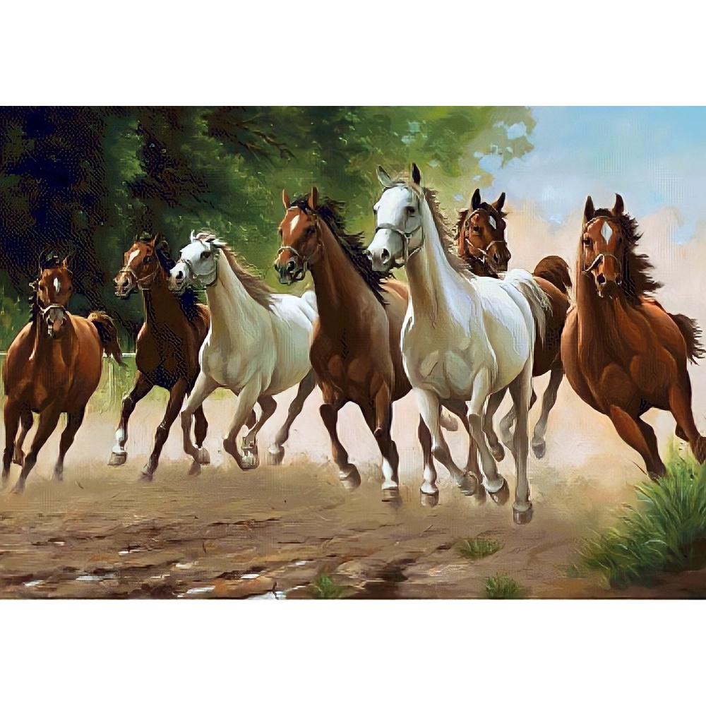 Jual LUKISAN POSTER CETAK KUDA 8 EKOR FENGSHUI XTRA BESAR UKURAN ...