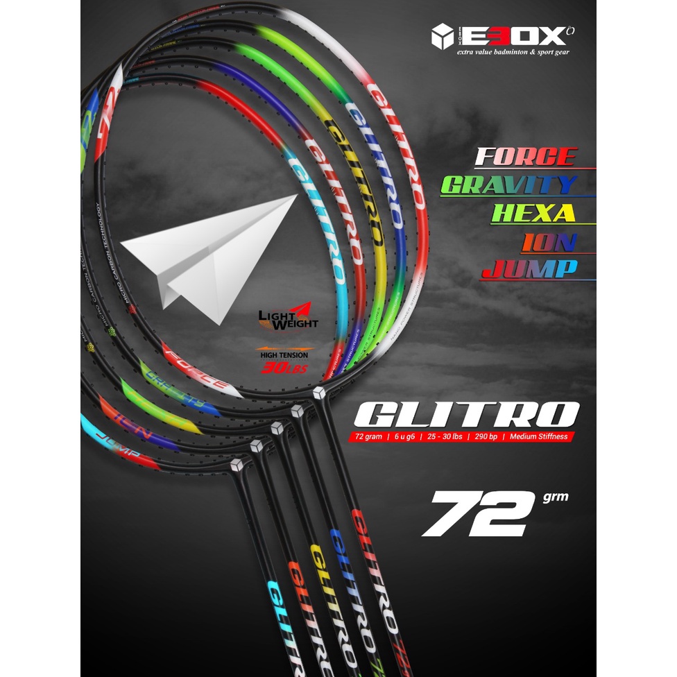 Jual RAKET BADMINTON ORIGINAL EBOX GLITRO 72 NEW ORIGINAL EBOX 30 LBS ...