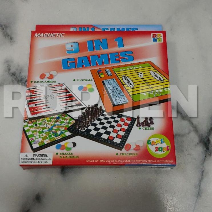 Jual ♠ Magnetic Board Games 9 in 1 - Catur, Ular Tangga Ludo, Halma ...