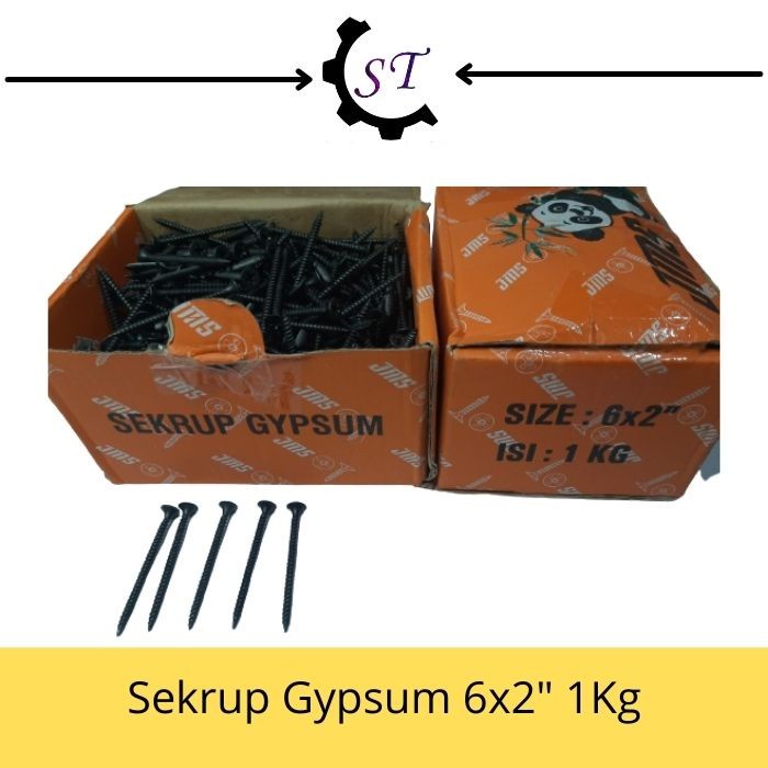 Jual Skrup Gypsum Drywall 6 X 2" / Sekrup Baja Hitam 5 cm ( 1 kg ...