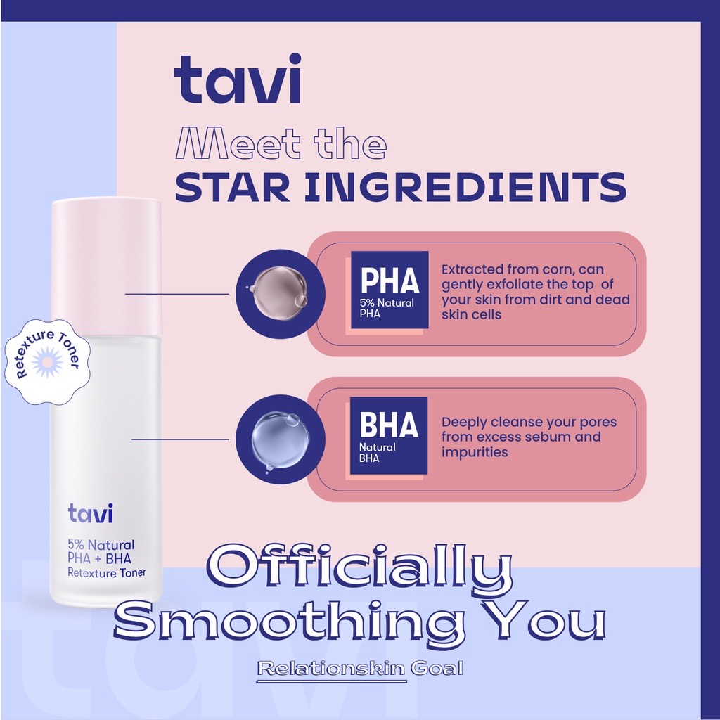 Jual TAVI 5% Natural PHA + BHA Retexture Toner 100 ml - Memperhalus ...