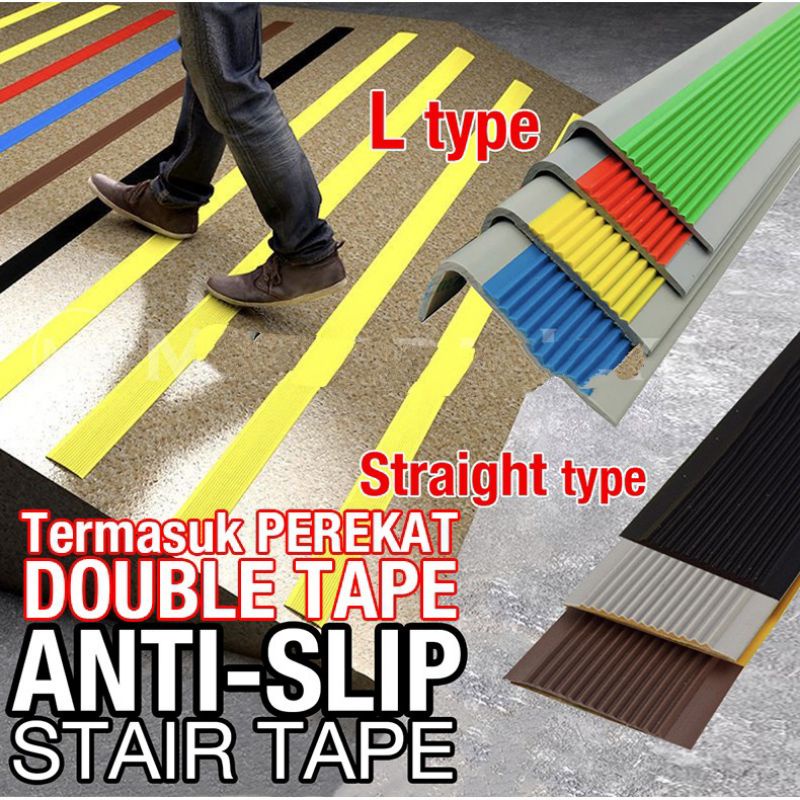 Jual LIS TANGGA PENGAMAN 5CM KARET ANTI SLIP TYPE L STEPNOSING + LEM PEREKAT | Shopee Indonesia