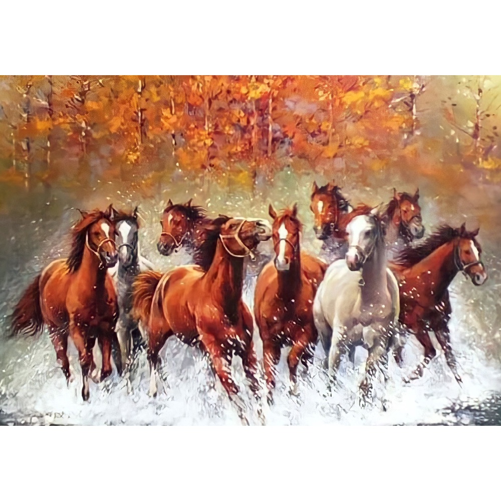 Jual LUKISAN POSTER CETAK KUDA 8 EKOR 3D XTRA BESAR UKURAN 100X50CM ...