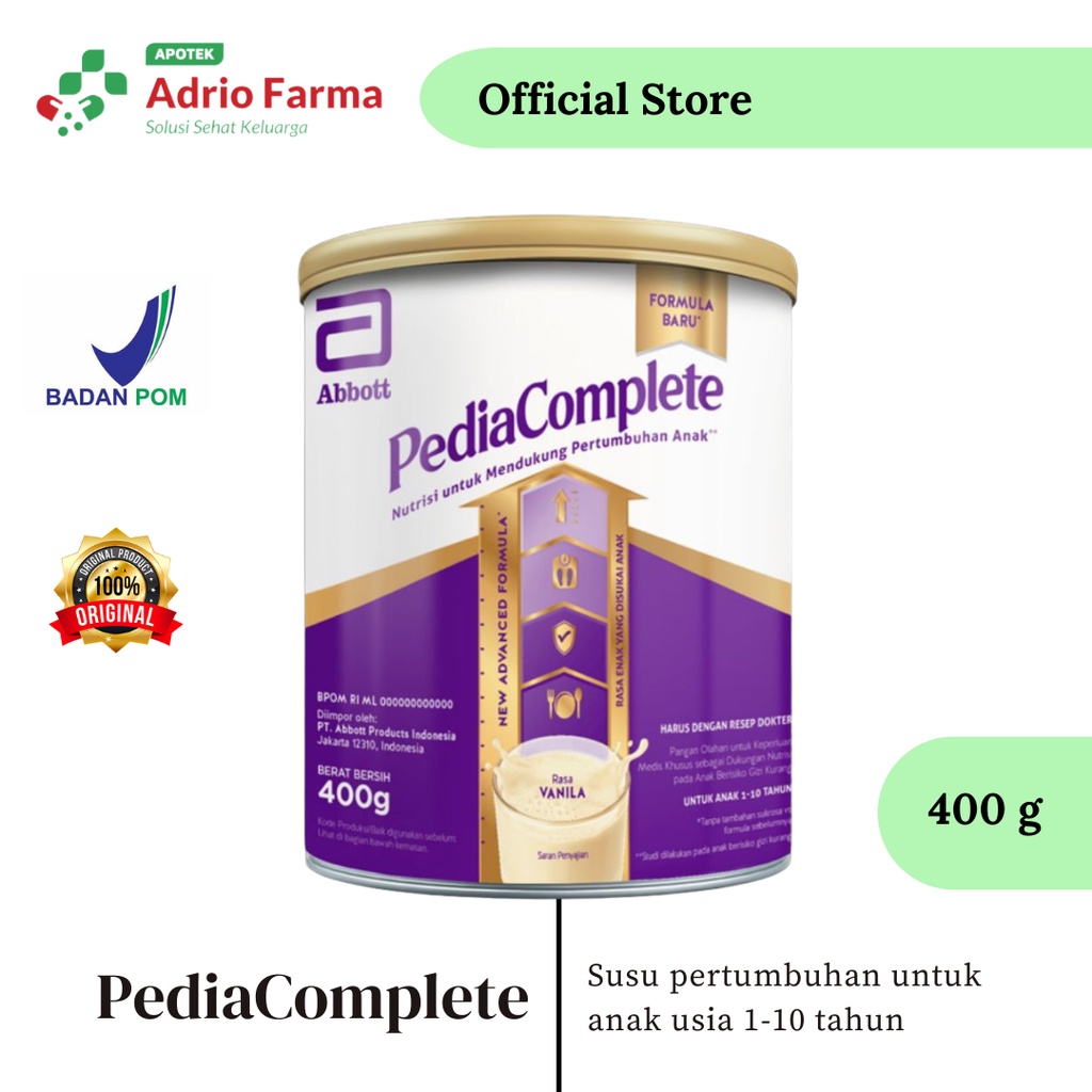 Jual SUSU PEDIA COMPLETE PEDIACOMPLETE RASA VANILLA 400 GRAM 1-10 TAHUN | Shopee Indonesia