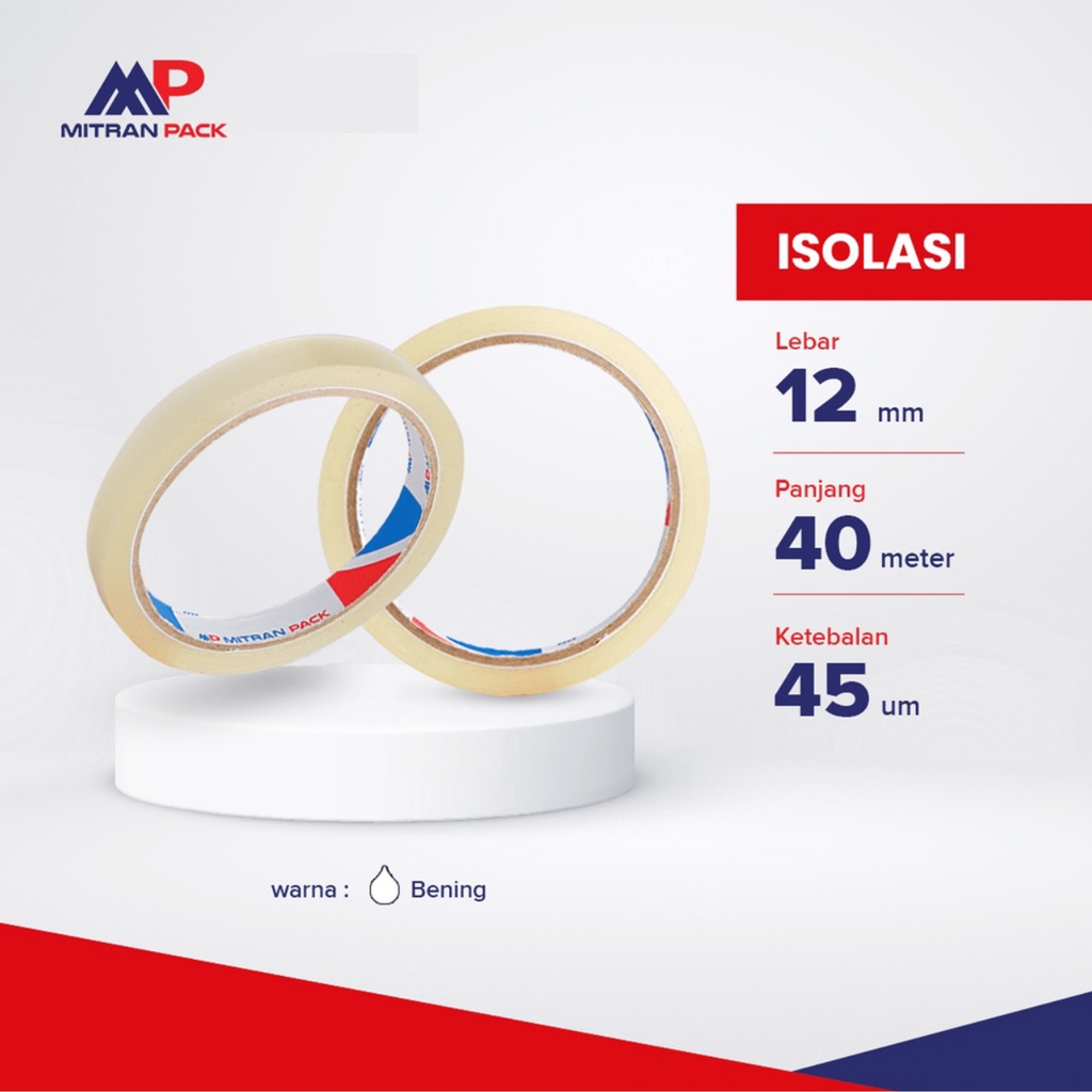 Jual Lakban / Isolasi Bening 12mm x 50 yard FULL Mitran Pack | Shopee ...