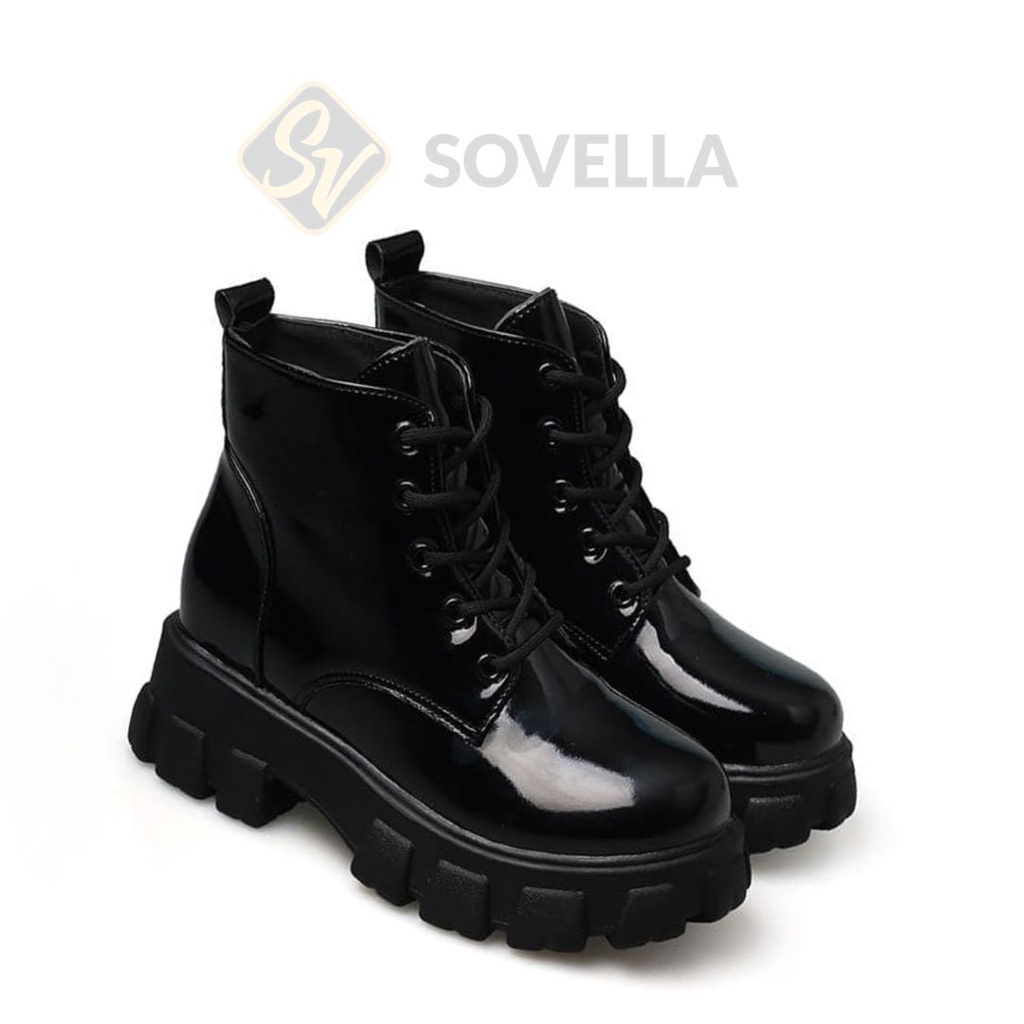 Jual SOVELLA Rachel Sepatu Wanita Boots Hitam Kulit | Shopee Indonesia