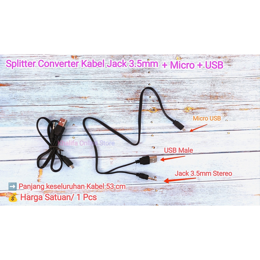 Jual Kabel Konverter Converter Splitter Input Output Power AUX Jack 3 ...