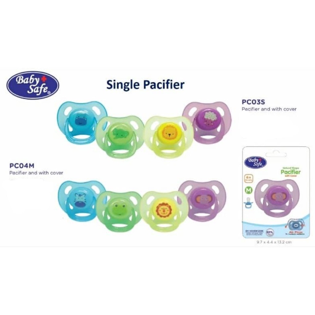 Jual BABY SAFE NATURAL PACIFIER WITH COVER / PC03S (0M+) & PC04M (6M ...