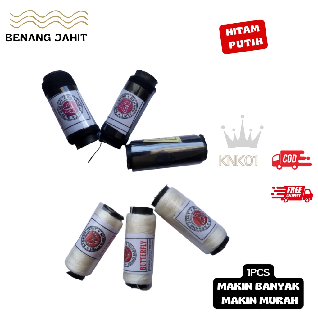 Jual Benang Jahit BUTTERFLY Warna Hitam & Putih | Shopee Indonesia