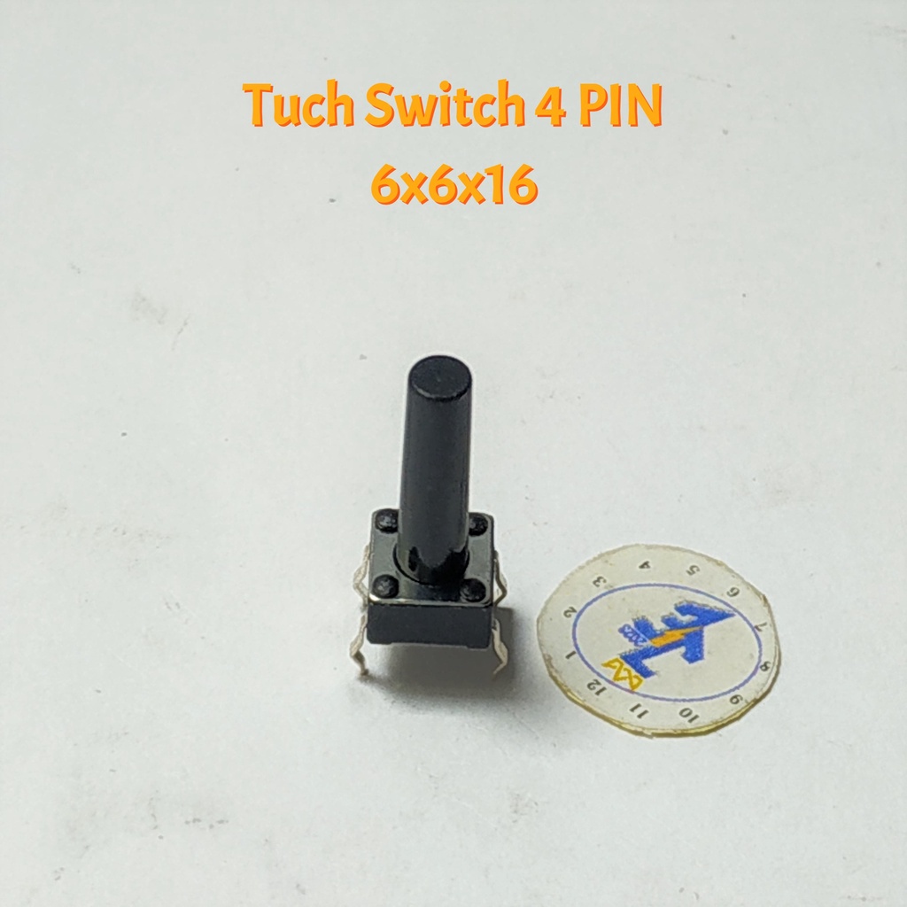 Jual (10 PCS) Tuch Switch 4 PIN 6x6x16 | Push Button Switch 6x6x16 mm 4 ...