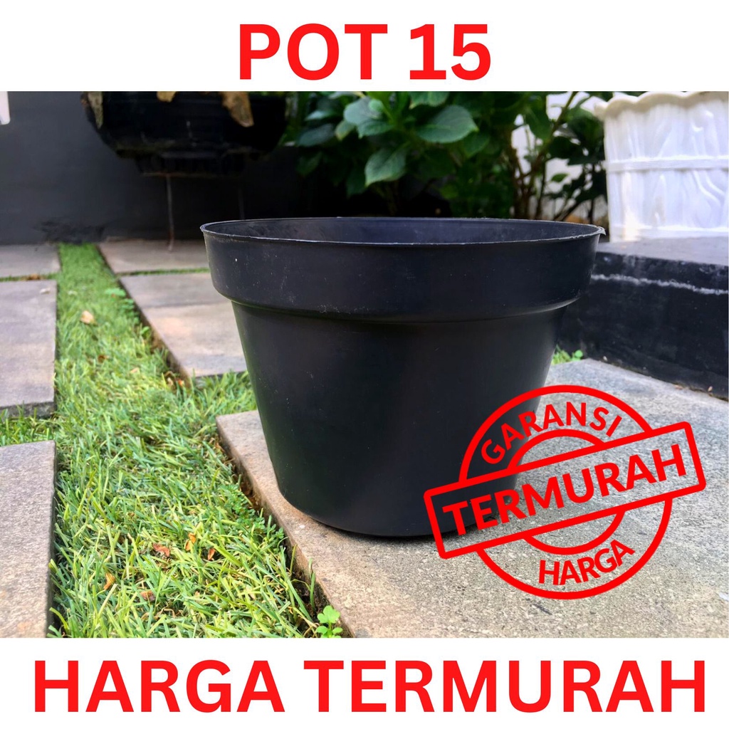 Jual Pot Bunga Murah / Pot Tanaman / Pot Plastik hitam uk 15 cm ...