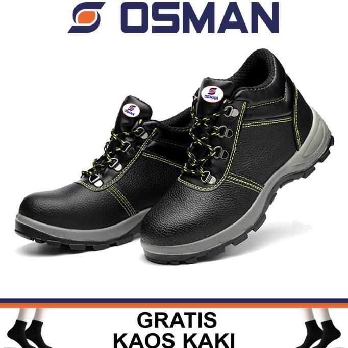 Jual Sepatu Safety Shoes Mid Cut OSMAN Sepatu Sefty Kerja Hitam Ujung ...