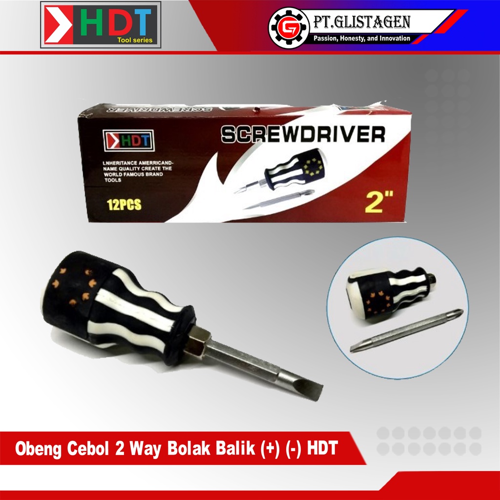 Jual HDT Obeng Cebol Bolak Balik Plus Minus Mini Stubby Screwdriver 2 ...