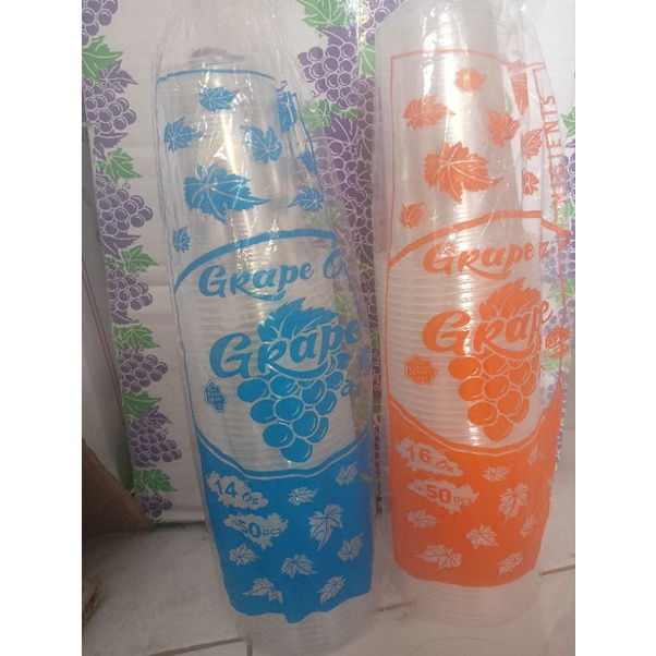 Jual Gelas Plastik / Gelas Es merk Anggur/Grape 16-12oz+Tutup | Shopee ...