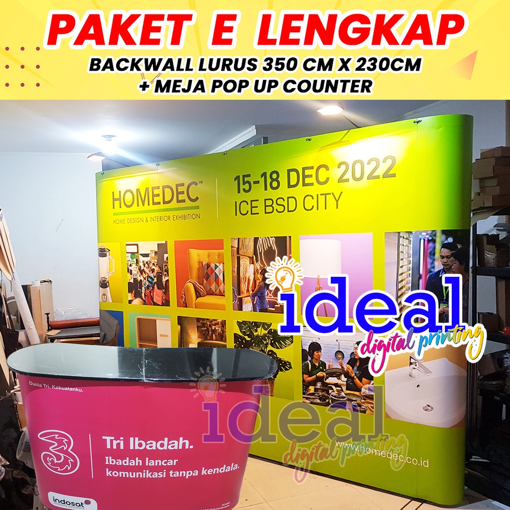 Jual PAKET Backwall Backdrop pameran portable modul 3x4 LURUS + MEJA ...