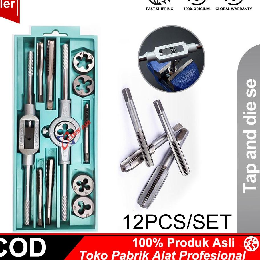 Jual ☚ 12 / 20 Pcs Alat Snai dan Tap Ulir Baut Senai Die Senei M3-12 ...