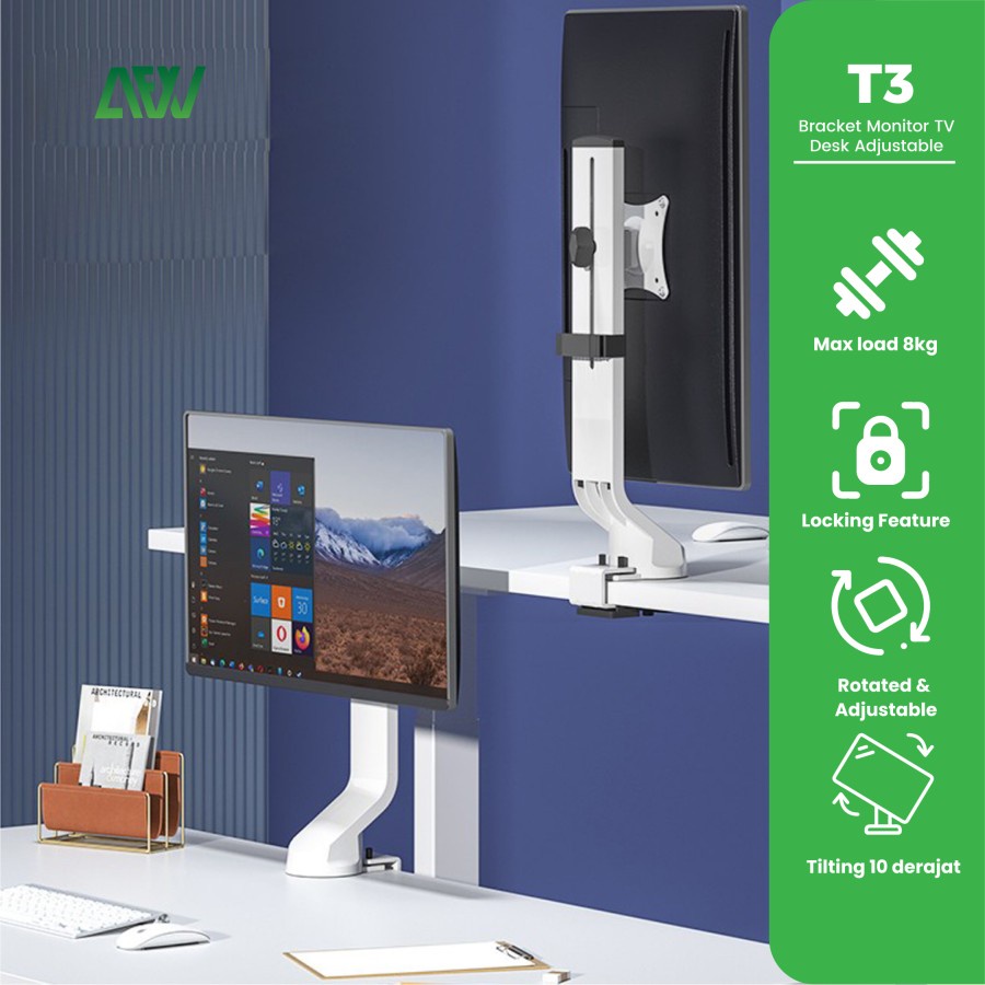 Jual T3 Bracket Adjustable Single Stand Display Screen Desktop Monitor ...