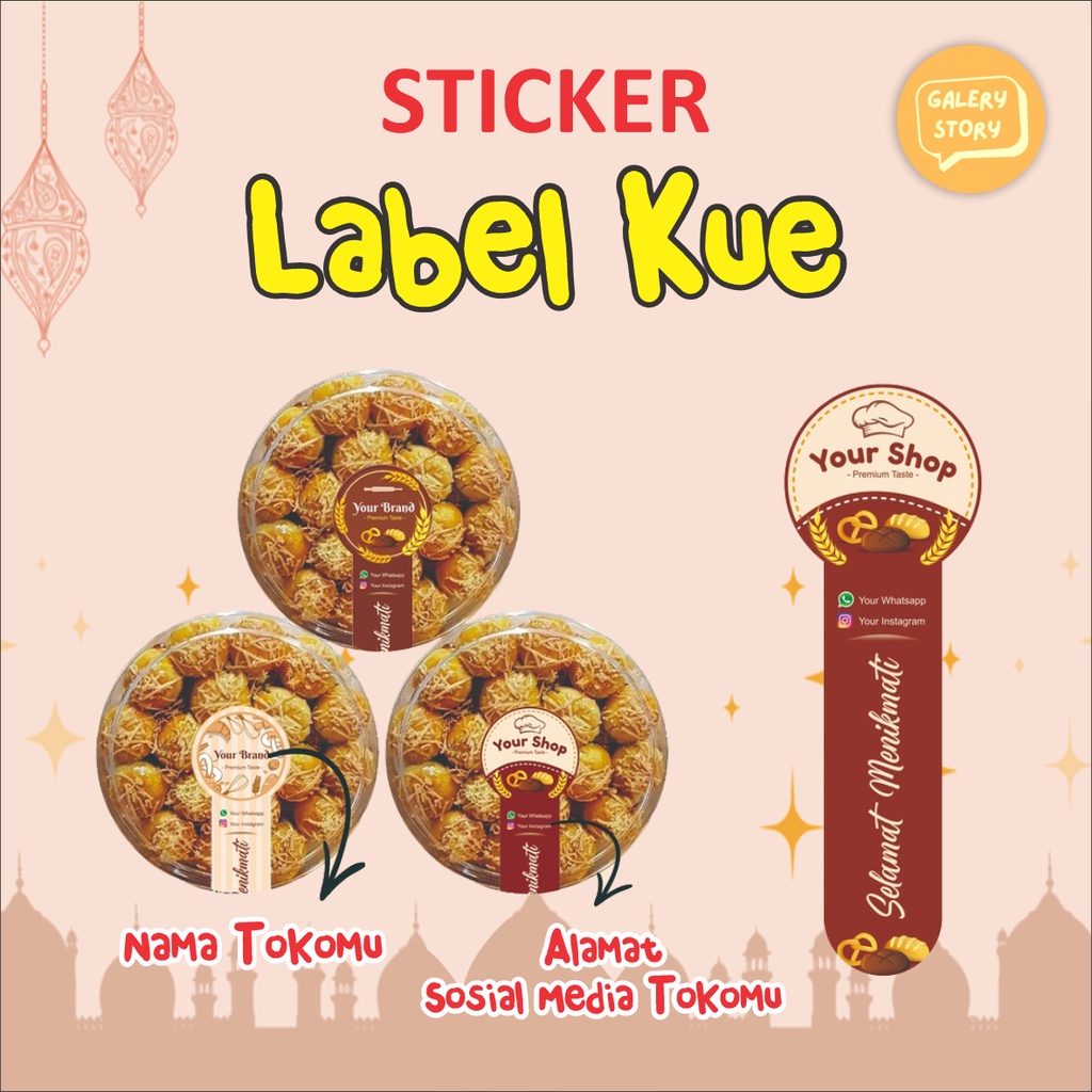 Jual Cetak Sticker Toples Kue Kering Lebaran Label Segel Kue Stiker ...