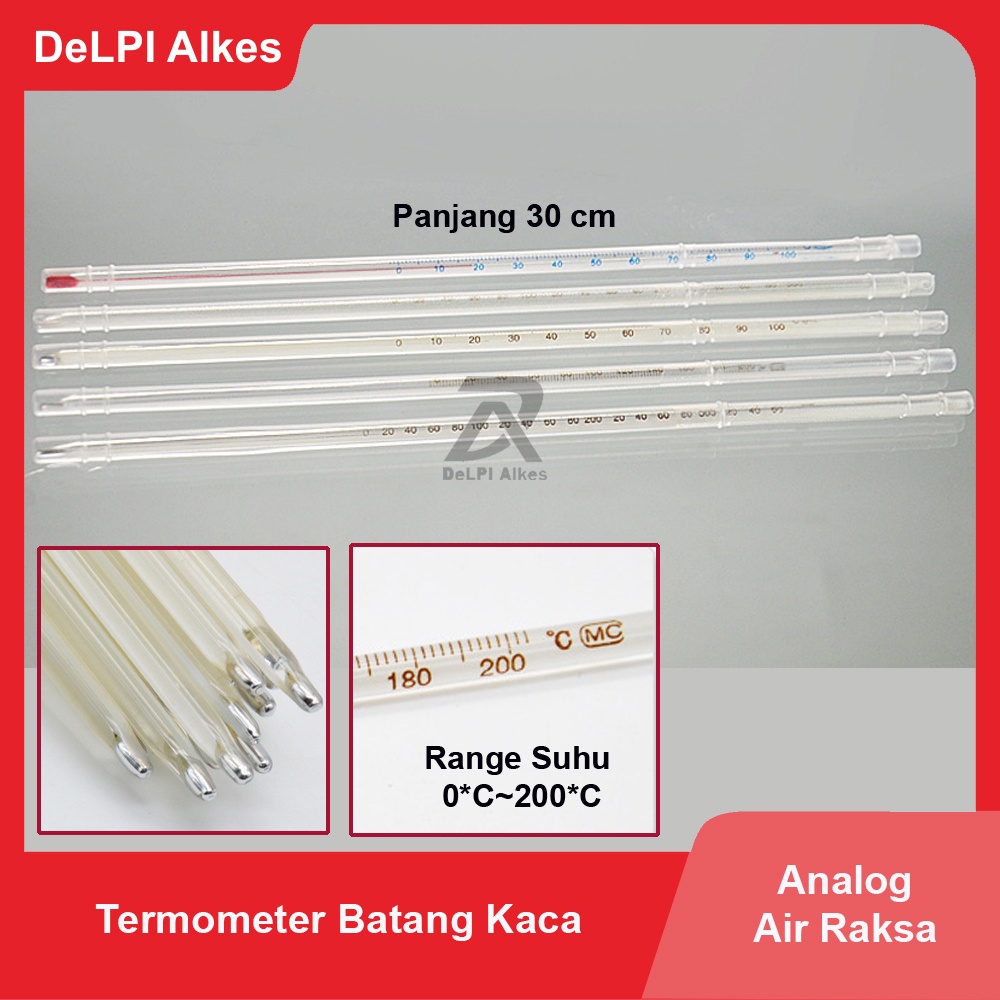 Jual Termometer Thermometer Batang Stick Kaca Glass Air Raksa Manual ...