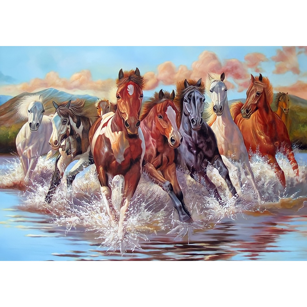 Jual LUKISAN POSTER CETAK KUDA 8 EKOR 3D XTRA BESAR UKURAN 100X50CM ...